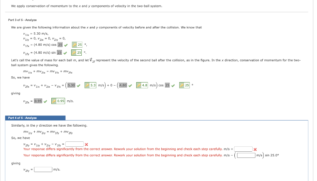 Solved We apply conservation of momentum to the x and y | Chegg.com