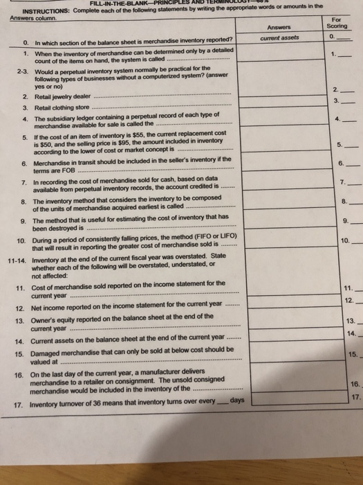Solved FILL-IN-THE-BLANK PRINCIPLES AND TER INSTRUCTIONS: | Chegg.com