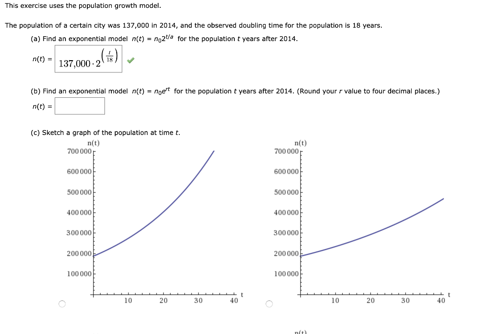 Solved This exercise uses the population growth model. The | Chegg.com