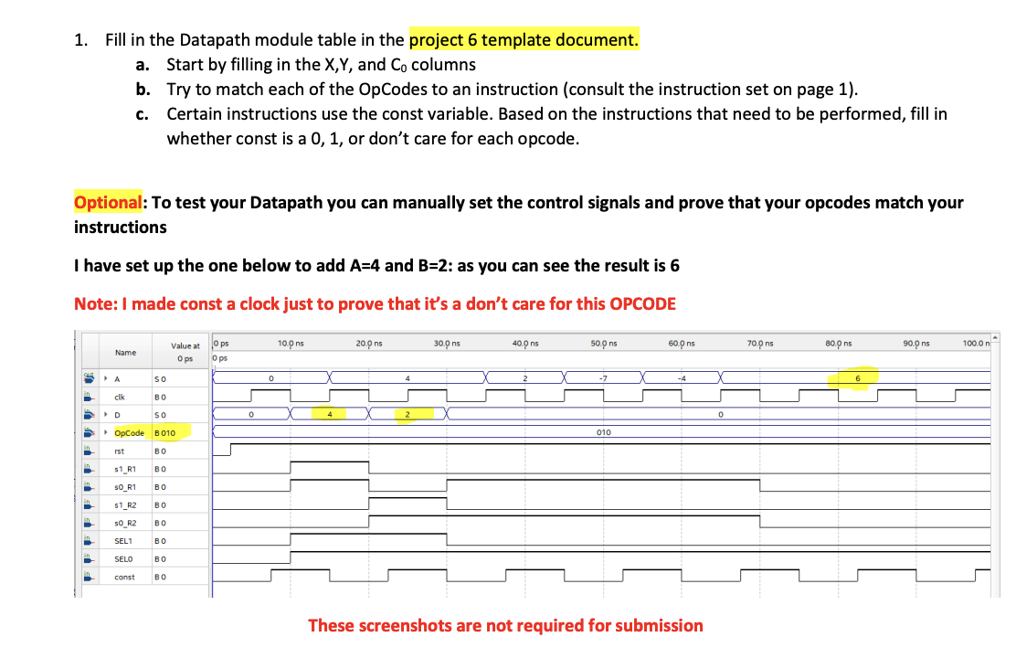 Solved Part I Datapath Module Data Path Table Use This 3238