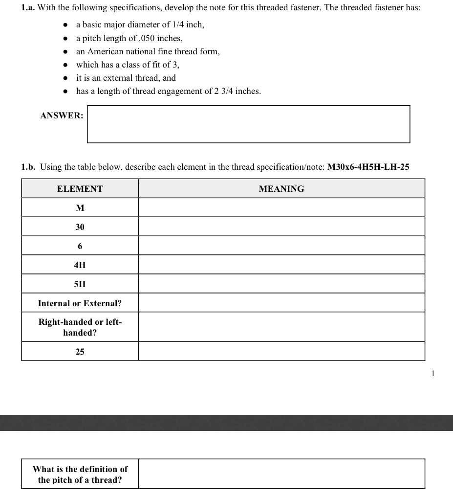 Solved 0 1.a. With the following specifications, develop the | Chegg.com