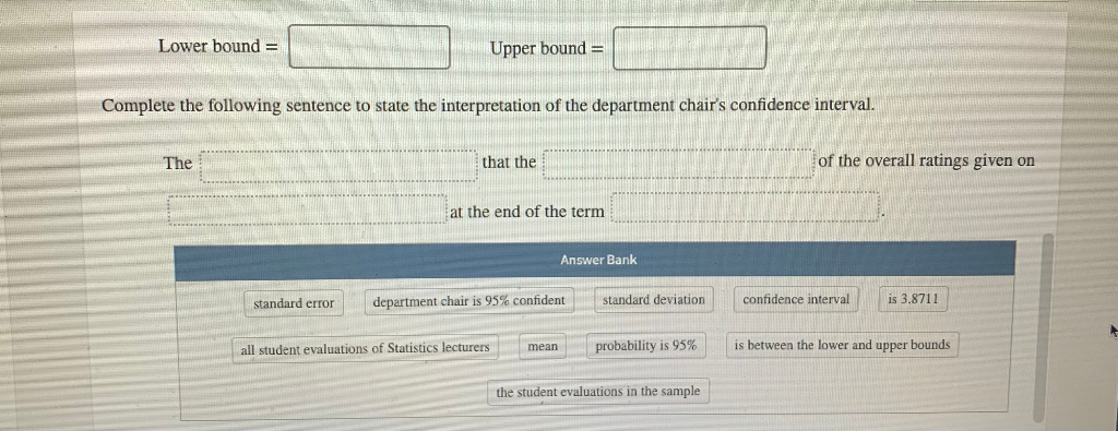 Solved Lower Bound Upper Bound Complete The Following 