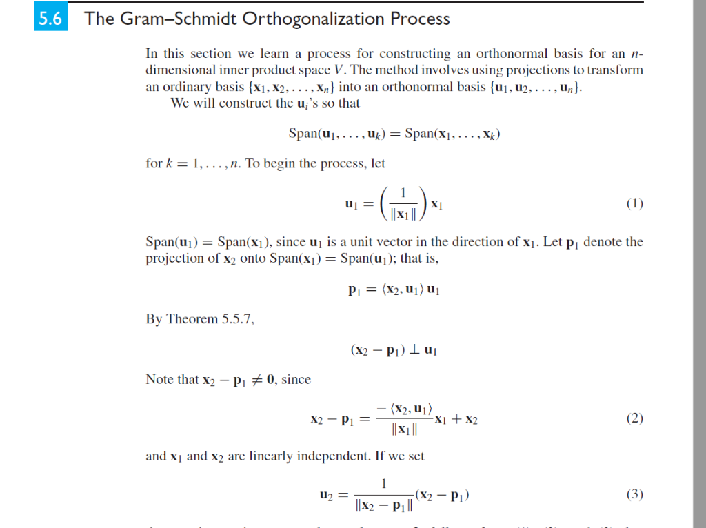 Solved The Gram-Schmidt Orthogonalization Process In this | Chegg.com