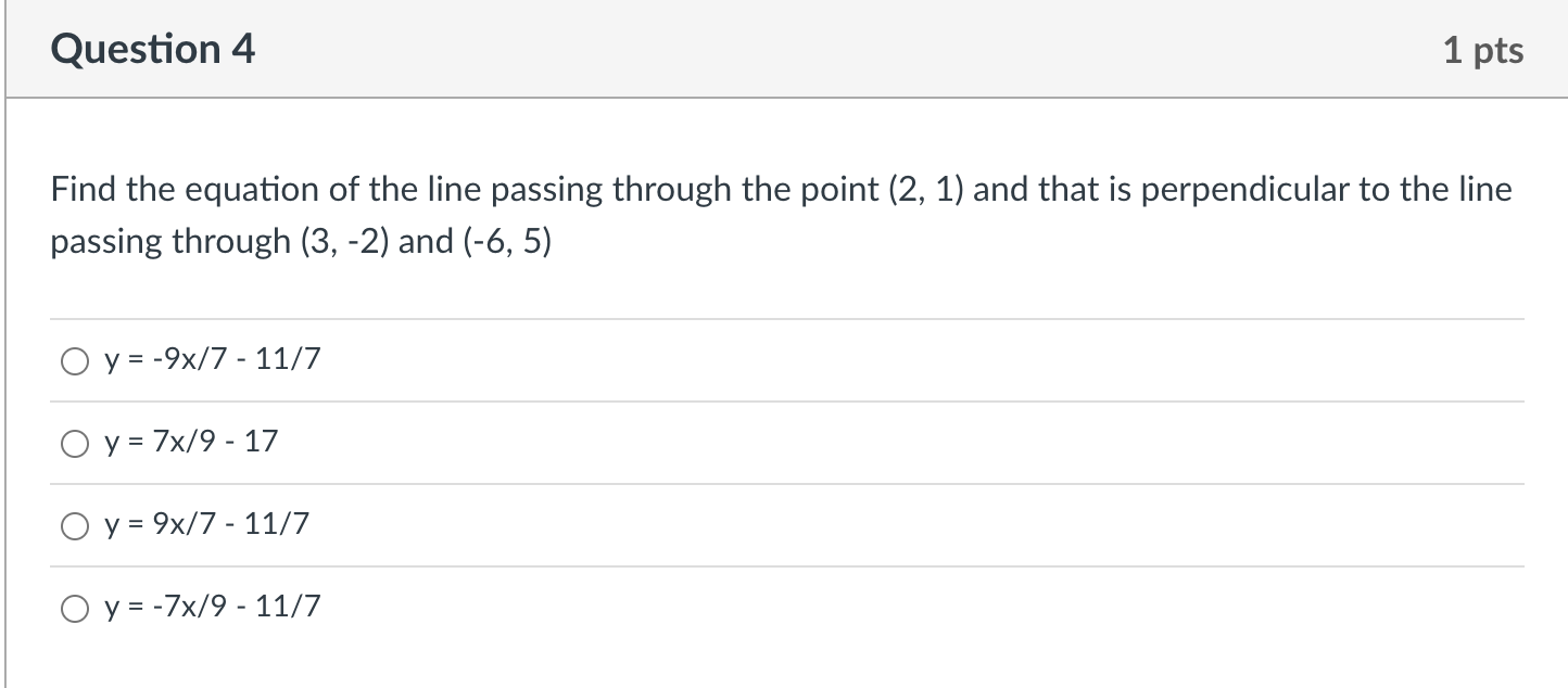 Solved Find the equation of the line passing through the | Chegg.com