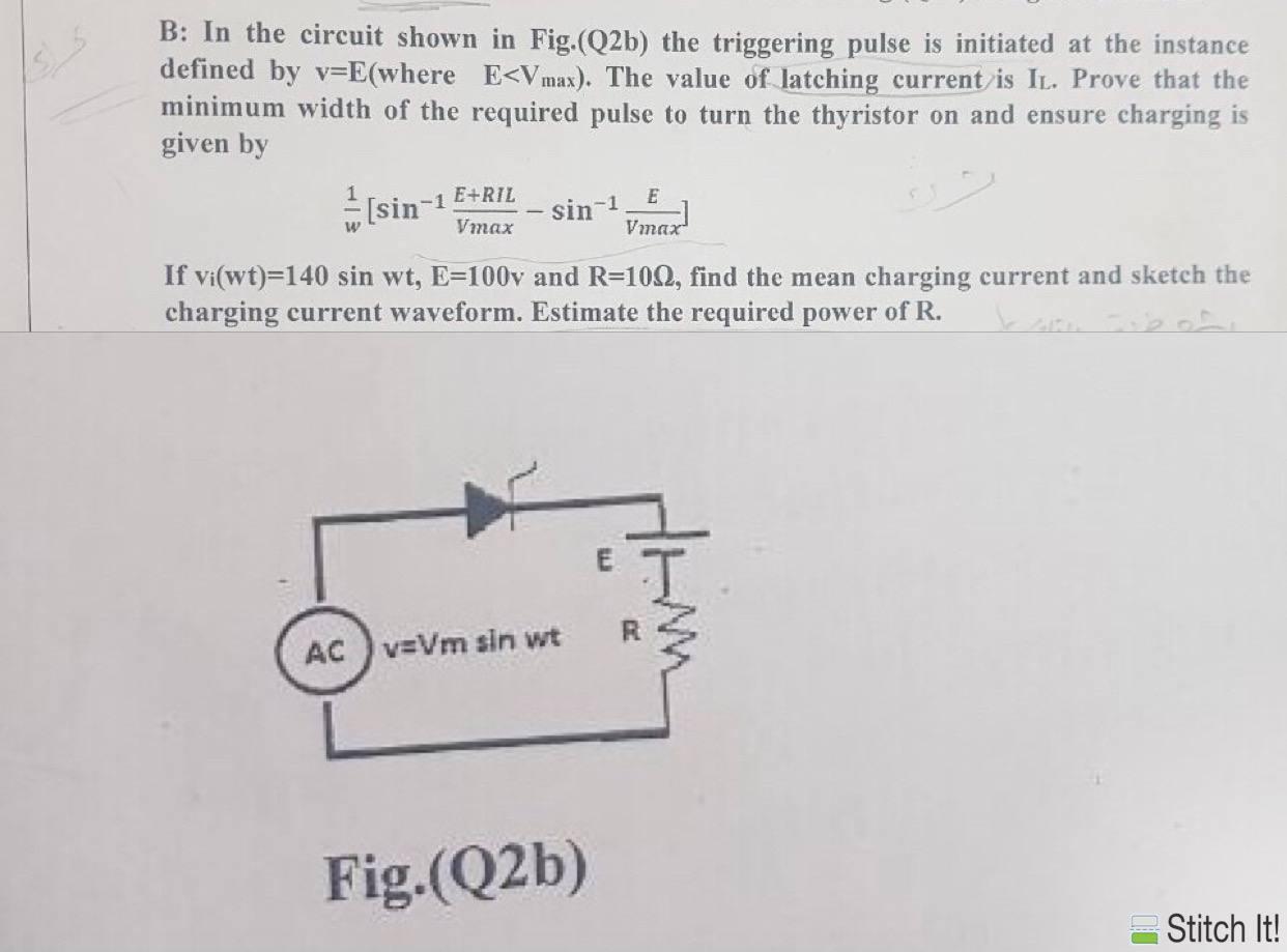 Solved B: In the circuit shown in Fig.(Q2b) the triggering | Chegg.com