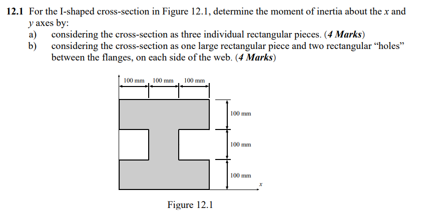 Solved 2.1 For the I-shaped cross-section in Figure 12.1, | Chegg.com