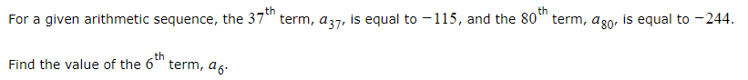 Solved For a given arithmetic sequence, the 37th term, a37, | Chegg.com
