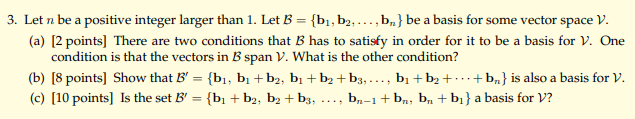 Solved 3. Let n be a positive integer larger than 1. Let B = | Chegg.com
