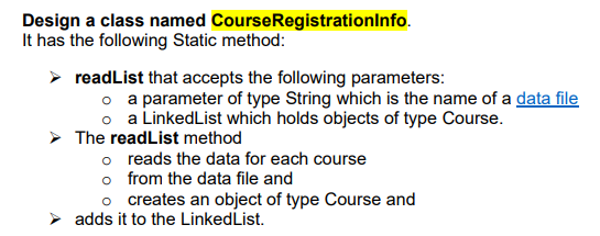 Solved Design a class named CourseRegistrationInfo. It has | Chegg.com