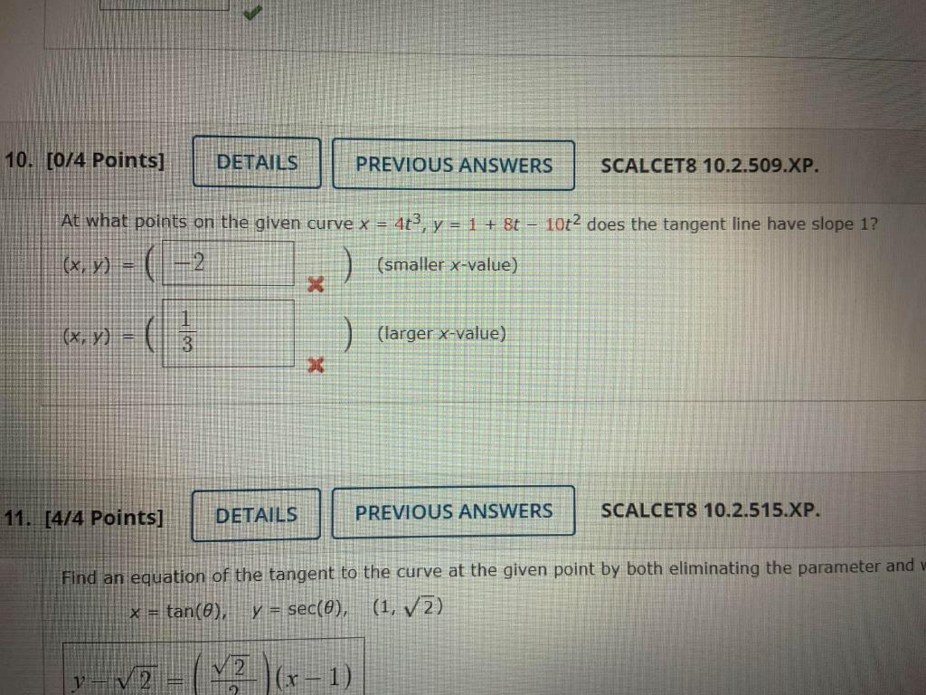 Solved 10. [0/4 Points] DETAILS PREVIOUS ANSWERS SCALCET8 | Chegg.com