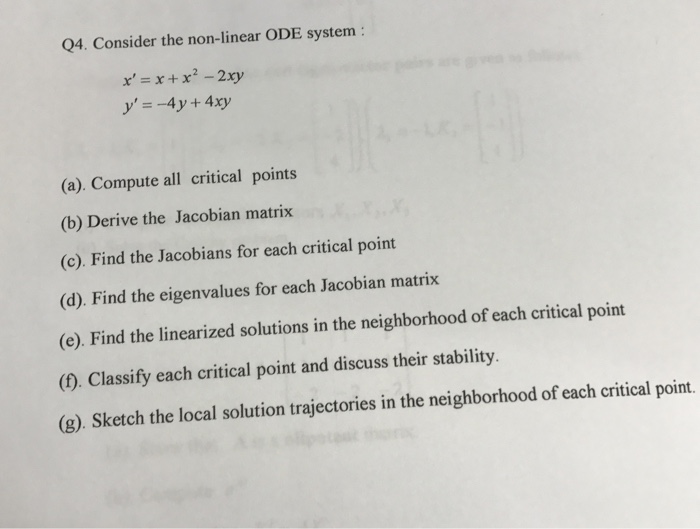 Solved Consider The Non Linear Ode System X X X2 1694