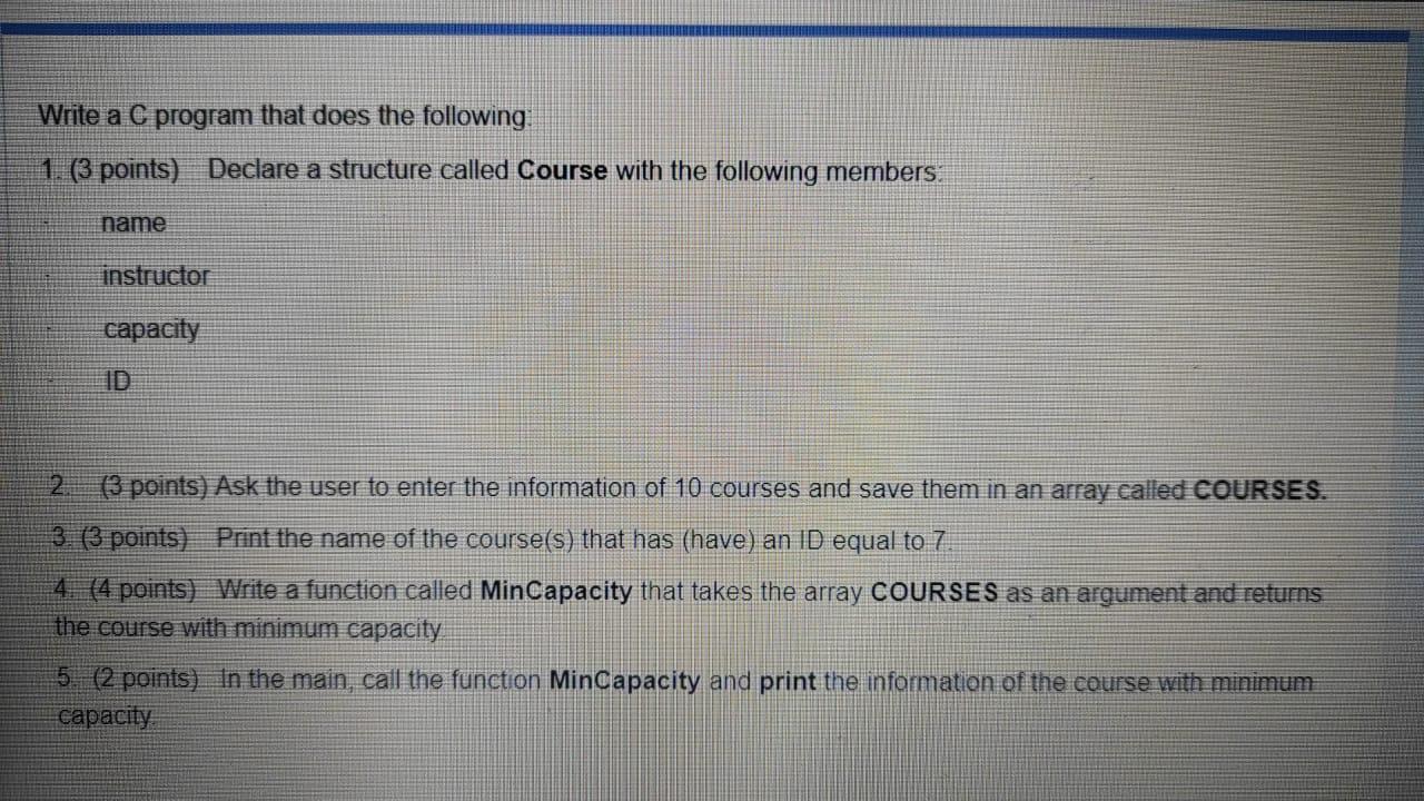 Solved Write a C program that does the following: 1. | Chegg.com