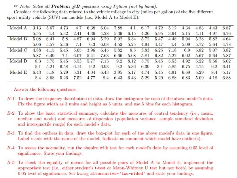Solved Note: Solve all Problem #B questions using Python | Chegg.com
