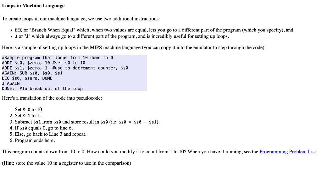 Solved Write a simplified machine language program that has | Chegg.com