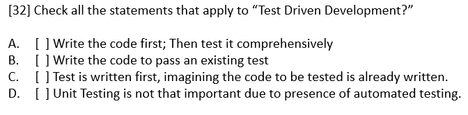 Solved [32] Check all the statements that apply to "Test | Chegg.com