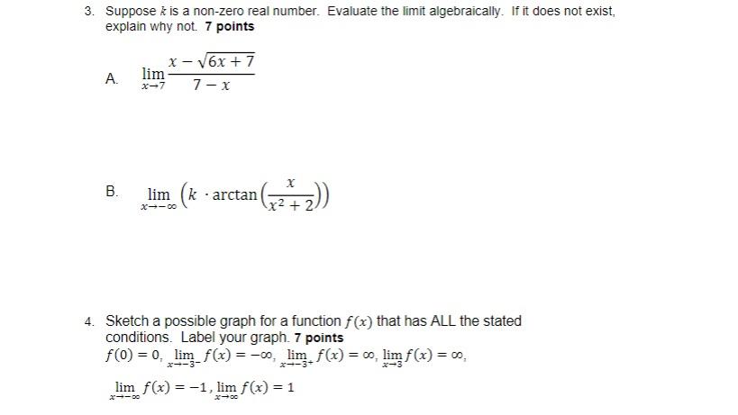 Solved 1) Suppose k is a non-zero real number. Evaluate the | Chegg.com
