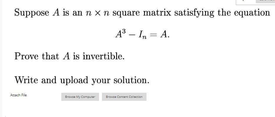 Solved Suppose A is an n x n square matrix satisfying the | Chegg.com