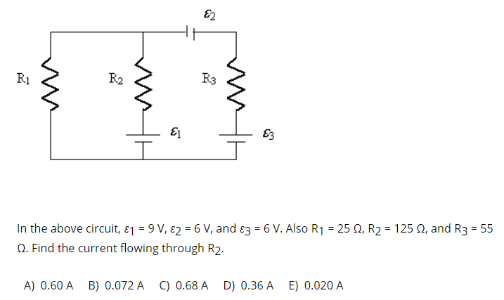 Solved 82 RI R2 R3 81 83 In the above circuit, ε1-9 V, ε2° 6 | Chegg.com