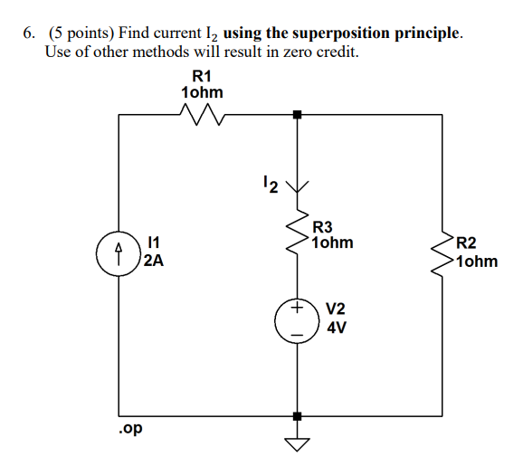 Solved 6. (5 points) Find current I, using the superposition | Chegg.com
