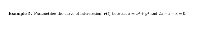 Solved Example 5. Parametrize the curve of intersection, | Chegg.com