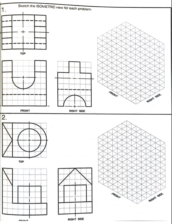 Solved Sketch the ISOMETRIC view for each problem 1. TOP | Chegg.com