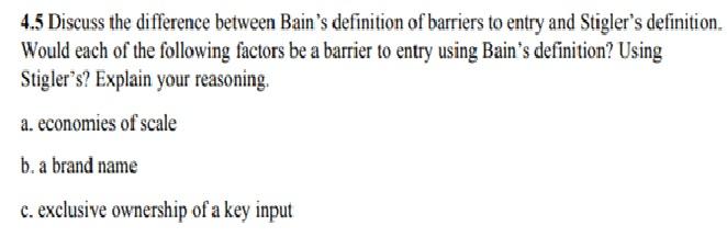 Solved 4.5 Discuss the difference between Bain's definition | Chegg.com