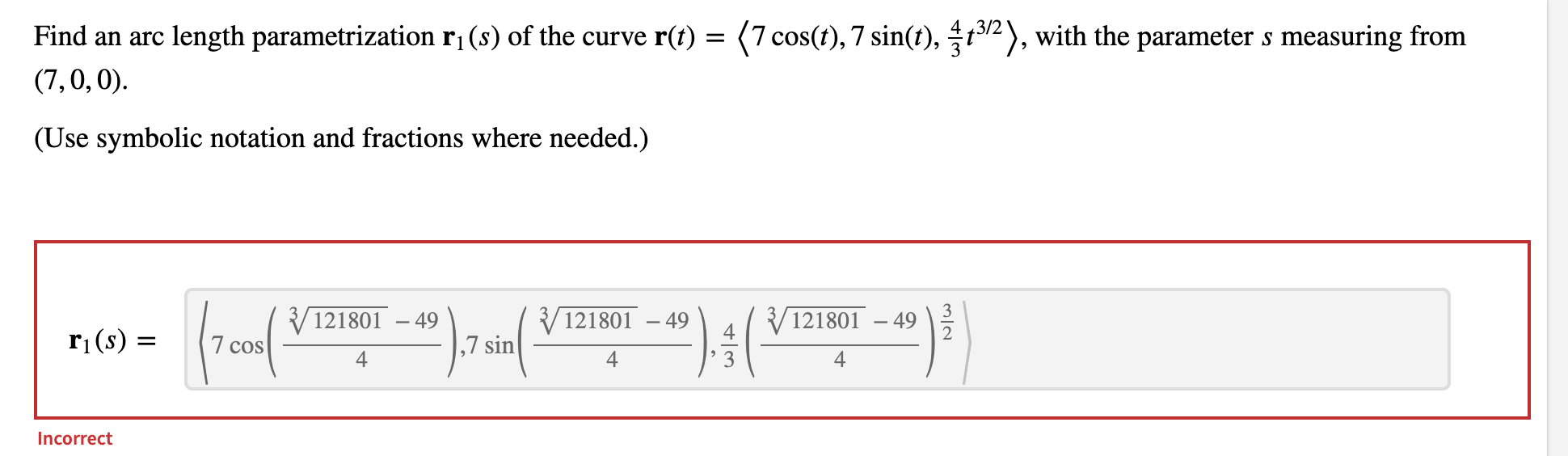 Solved Find an arc length parametrization r1(s) of the curve | Chegg.com