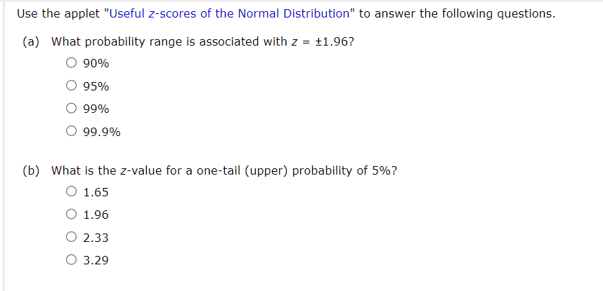 Solved Use the applet "Useful z-scores of the Normal | Chegg.com