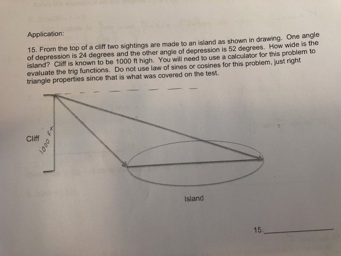 Solved Application 15. From the top of a cliff two sightings | Chegg.com