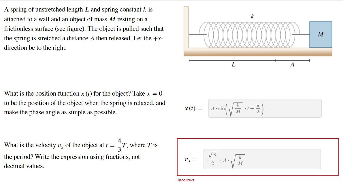 Solved A spring of unstretched length L and spring constant | Chegg.com