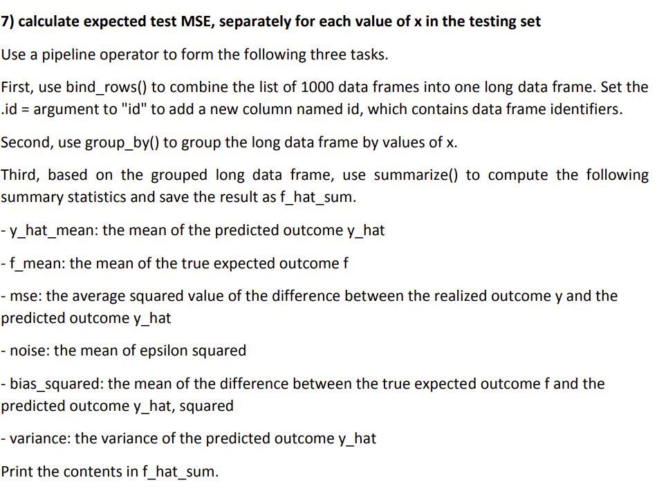 10) calculate overall MSE by averaging over all | Chegg.com