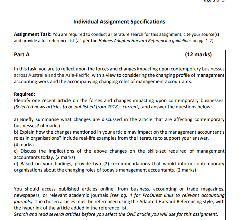 Solved Individual Assignment Specifications Assignment Task: | Chegg.com