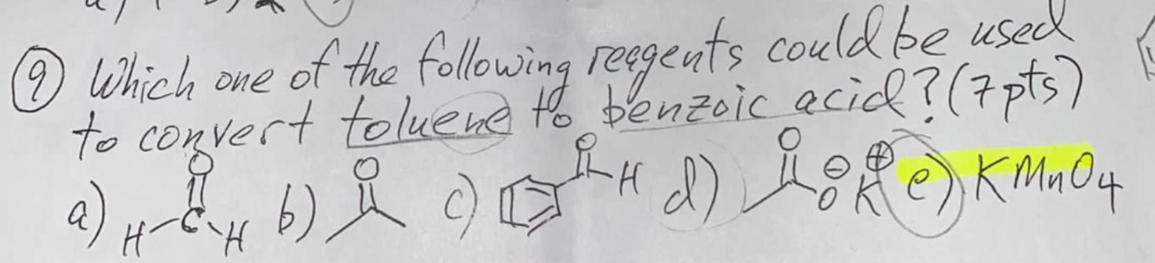 Solved (9) Which one of the following reggents could be | Chegg.com