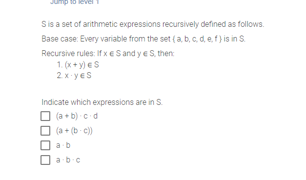 Solved S ﻿is a set of arithmetic expressions recursively | Chegg.com