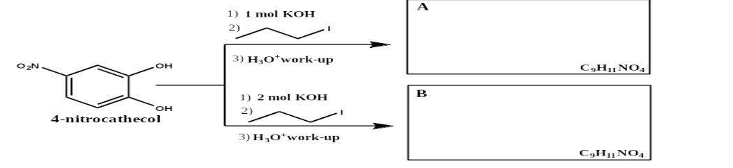 Solved Monoalkylation of 4-nitrocatechol with ONE equivalent | Chegg.com