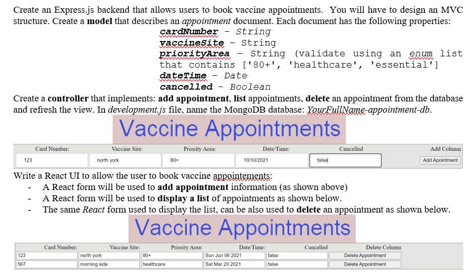 Create an Express.js backend that allows users to | Chegg.com