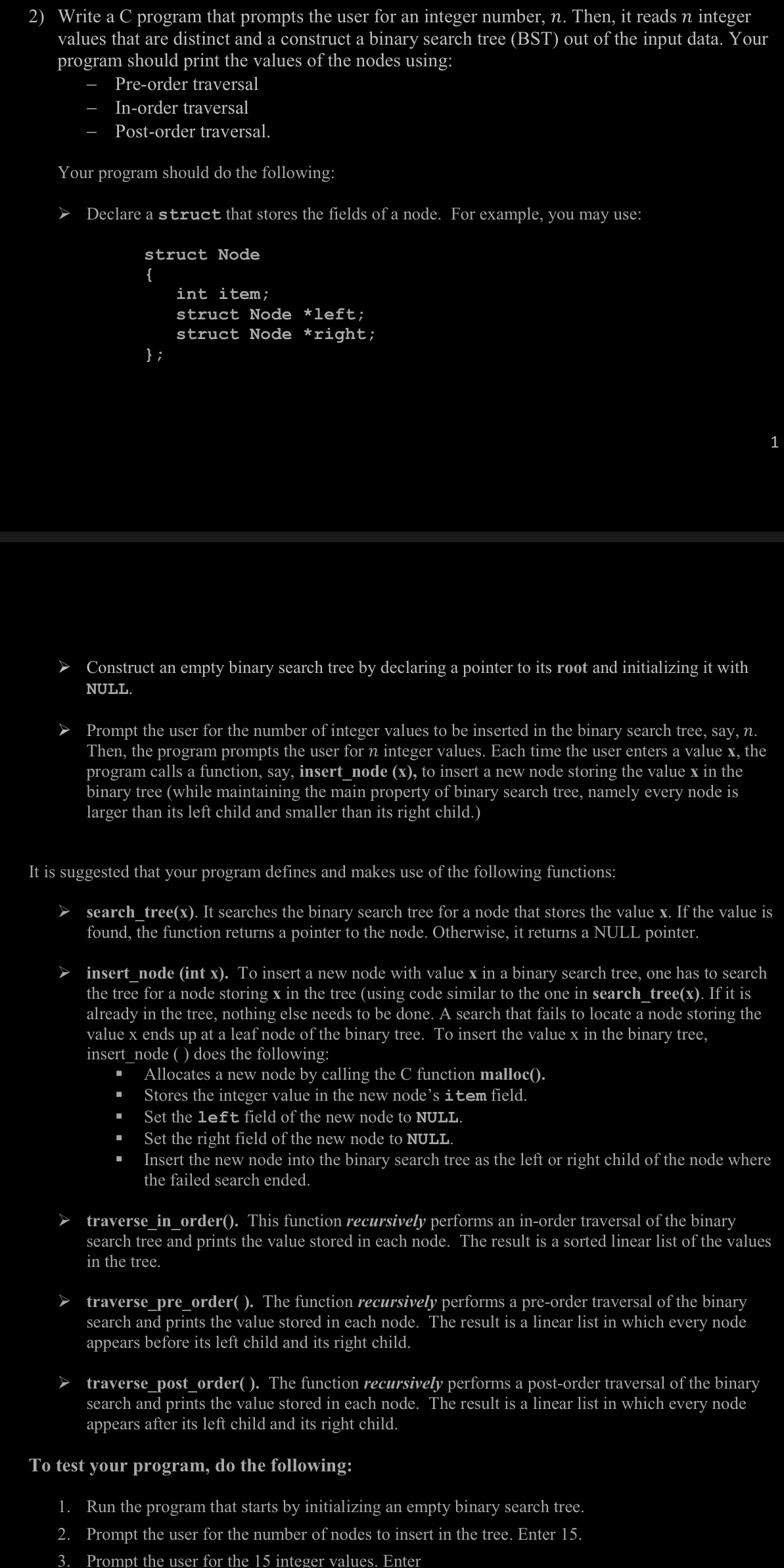 Solved 2) Write a C program that prompts the user for an | Chegg.com