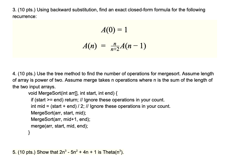Solved 3. (10 pts.) Using backward substitution, find an | Chegg.com