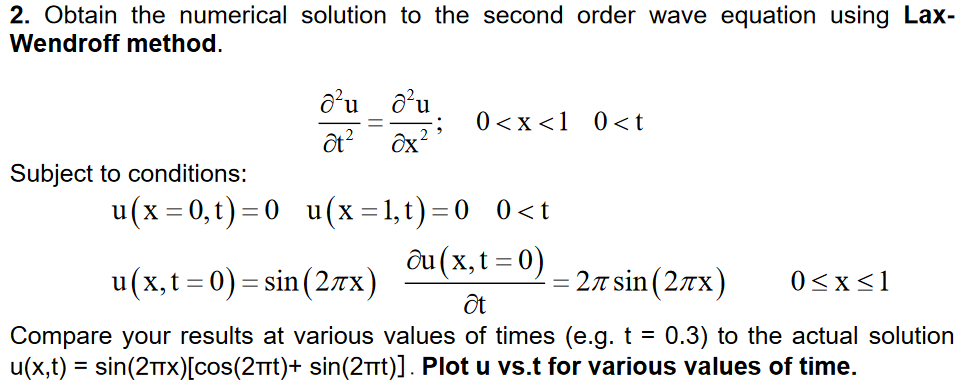 Solved 2. Obtain the numerical solution to the second order | Chegg.com