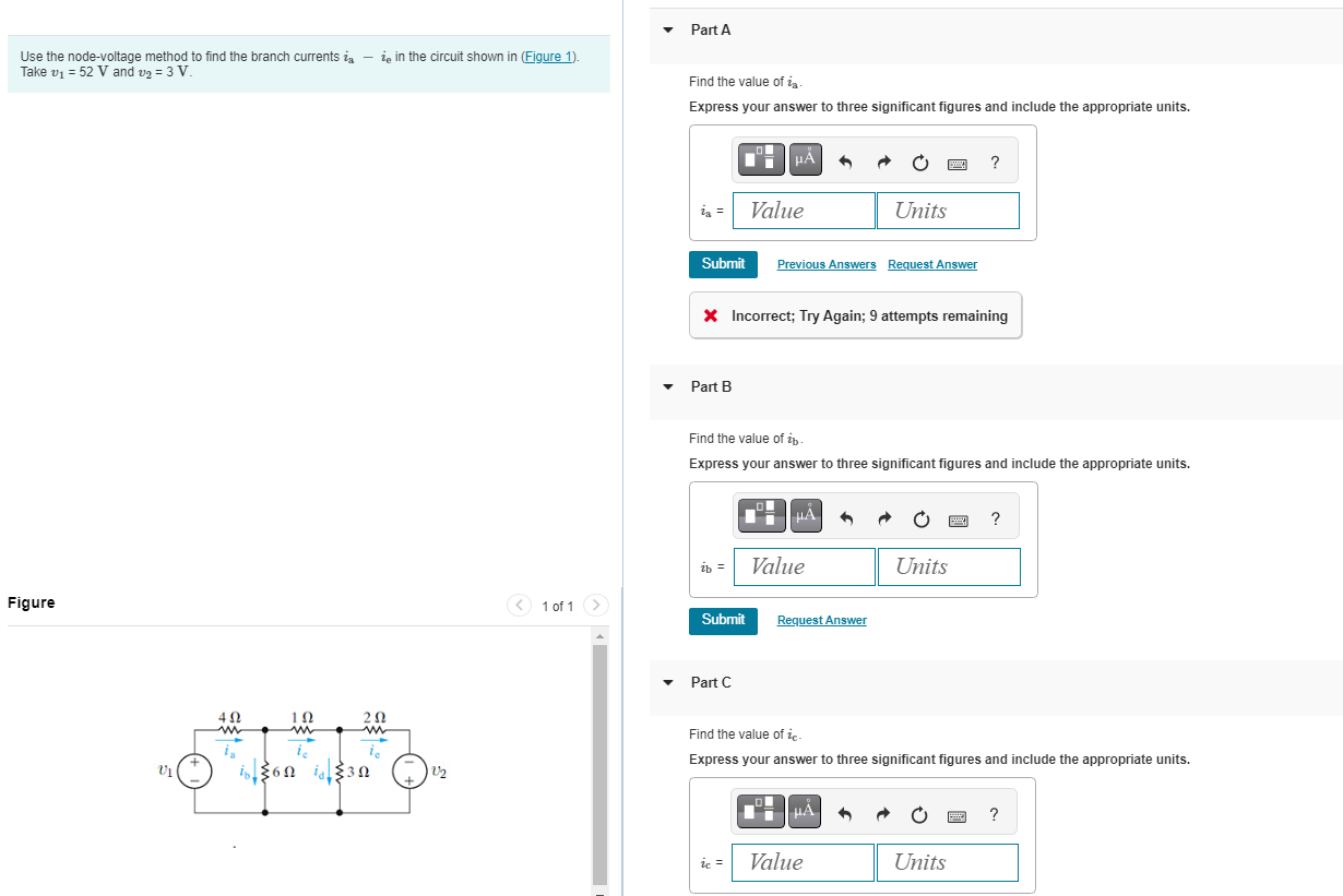 [Solved]: Use the node-voltage method to find the branch c