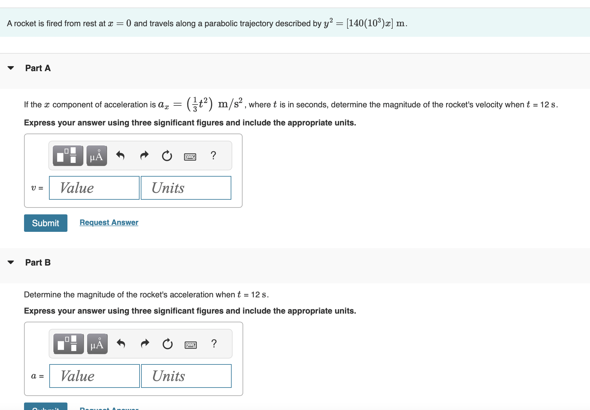 Solved A rocket is fired from rest at x=0 ﻿and travels along | Chegg.com