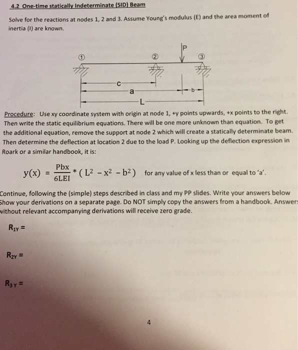 Solved 4.2 One-time statically Indeterminate (SID) Beam | Chegg.com