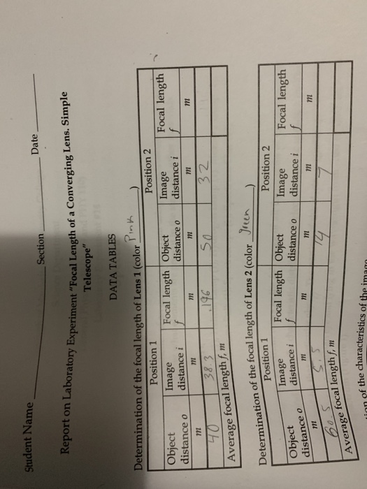 Solved Student Name Date Section - Report on Laboratory | Chegg.com