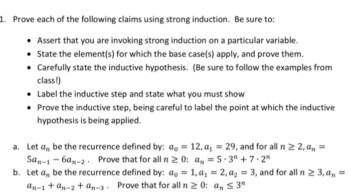 Solved 1. Prove each of the following claims using strong | Chegg.com