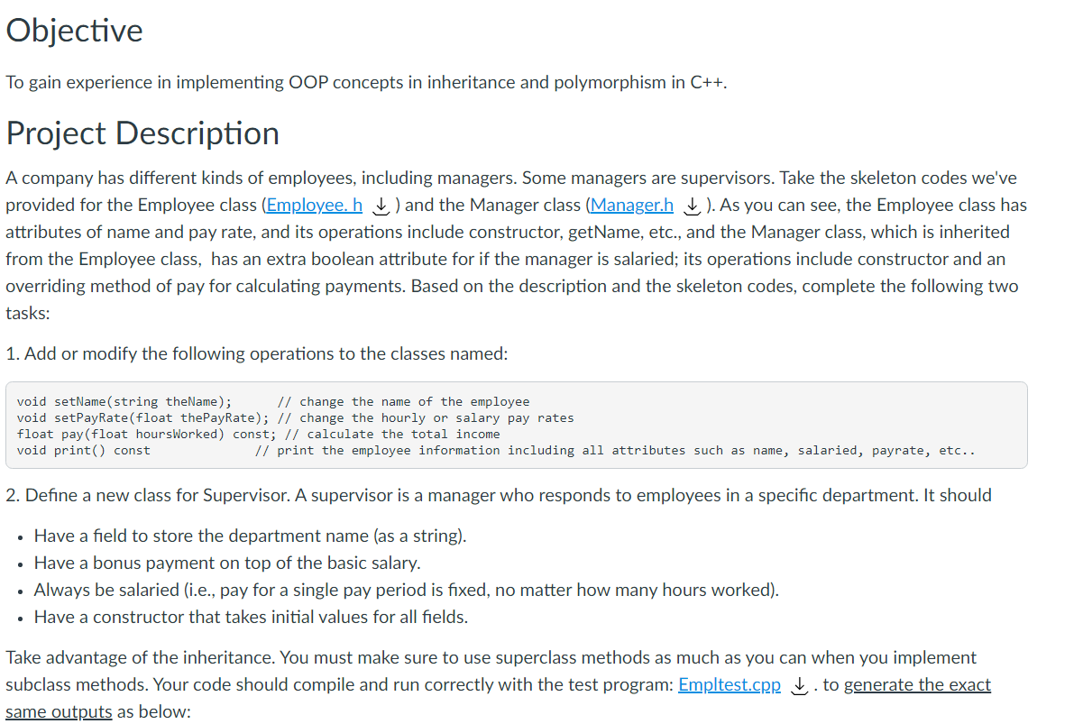 Solved Objective To gain experience in implementing OOP | Chegg.com