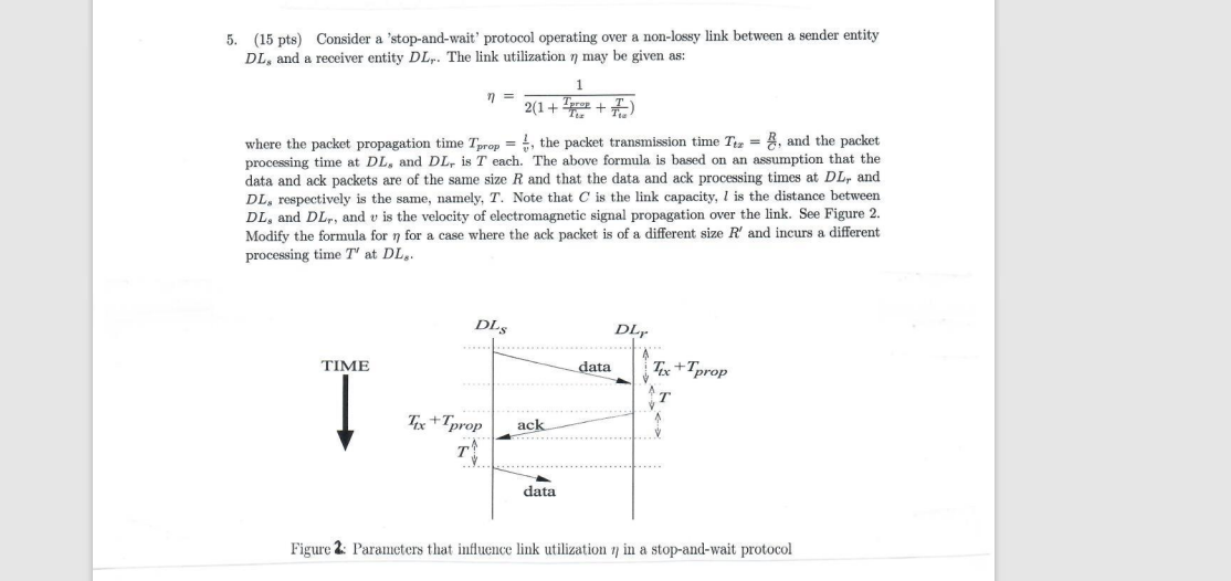 Solved 5. (15 pts) Consider a 'stop-and-wait' protocol | Chegg.com
