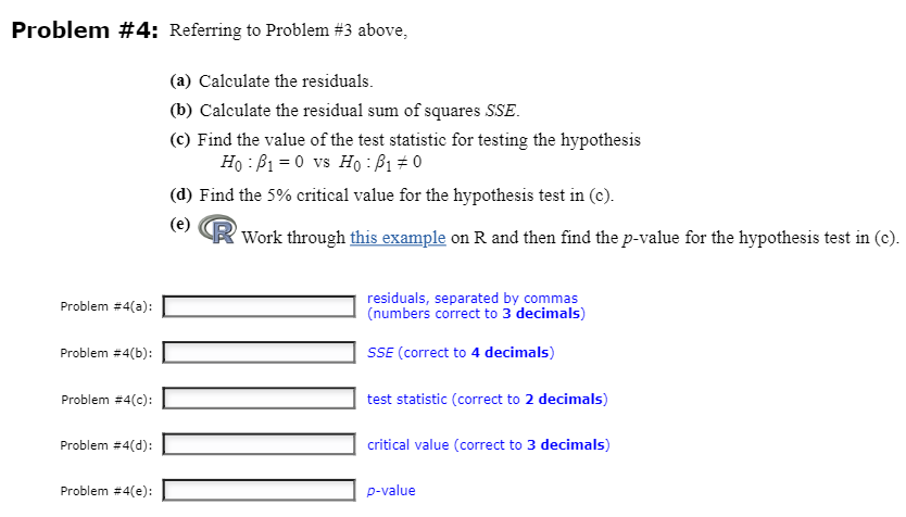 Solved Problem \# 3: Given the following five pairs of (x,y) | Chegg.com