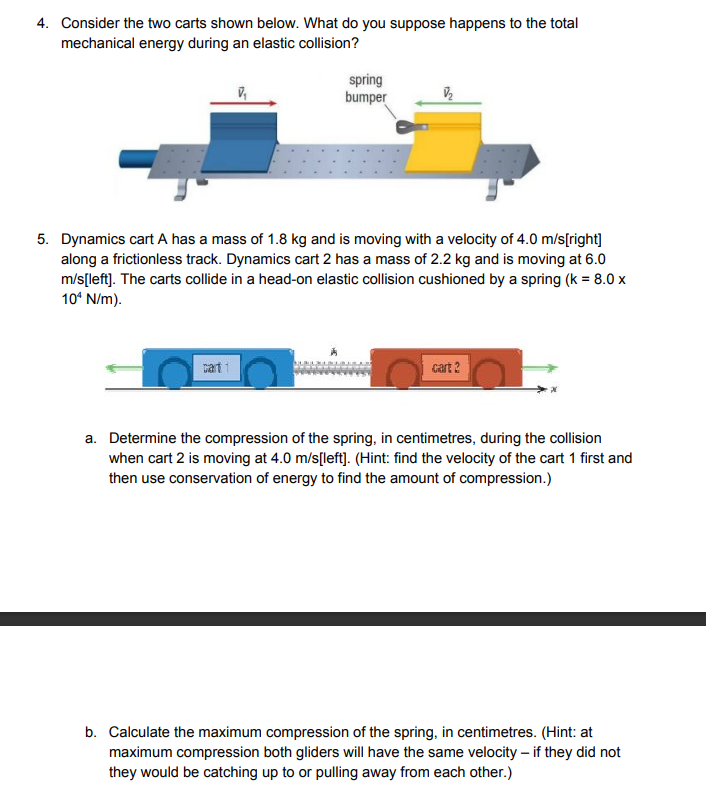 Solved 4. Consider the two carts shown below. What do you | Chegg.com