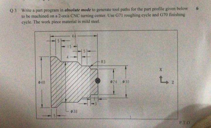 Solved Q3 Write a part program in absolute mode to generate | Chegg.com