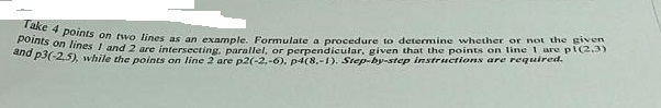 Solved Take 4 ﻿points on two lines as an example. Formulate | Chegg.com